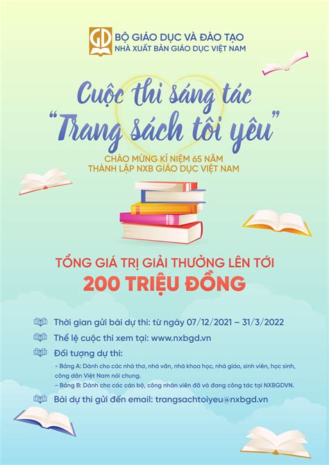 Thể lệ cuộc thi sáng tác TRANG SÁCH TÔI YÊU chào mừng kỷ niệm năm ngày thành lập NXB Giáo