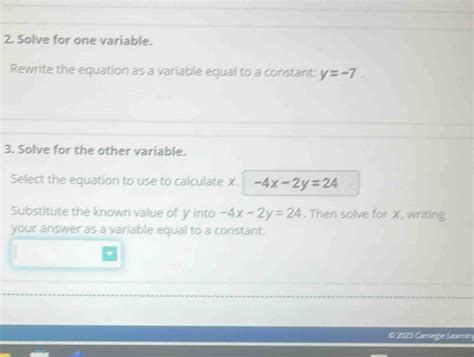 Solved 2 Solve For One Variable Rewrite The Equation As A Variable