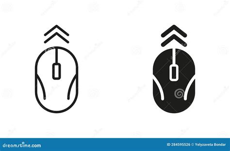Mouse Pc Line And Silhouette Icon Set Computer Mouse Scroll Up