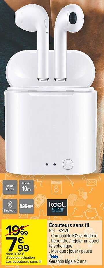 Promo écouteurs Sans Fil Kool Star Chez Carrefour Market Icataloguefr