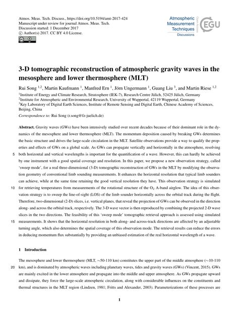 PDF 3 D Tomographic Reconstruction Of Atmospheric Gravity Waves In