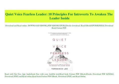 Ppt Read Pdf Quiet Voice Fearless Leader 10 Principles For
