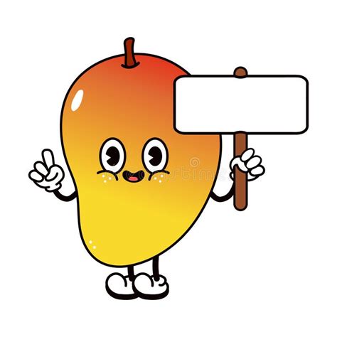 Cute Funny Mango With An Inscription Character Vector Hand Drawn