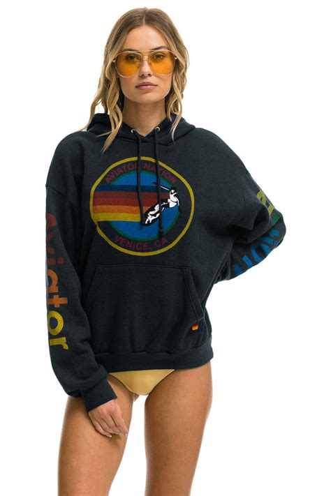 Aviator Nation Relaxed Pullover Hoodie Charcoal Aviator Nation