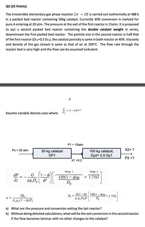 Solved The Irreversible Elementary Gas Phase Reaction 2a→2b