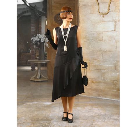 Little Black Great Gatsby Satin Party Dress With Boat Neck Etsy