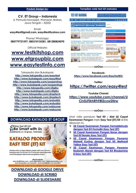 Test Kit Narkoba Drugs Testkit Et Group Indonesia Pdf