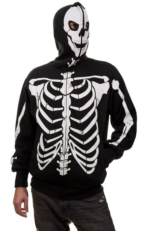 Glow In The Dark Skeleton Hoodie Full Zip Hooded Costume Calhoun Store