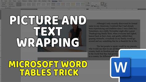 Picture And Text Wrapping Microsoft Word Tables Trick Practice