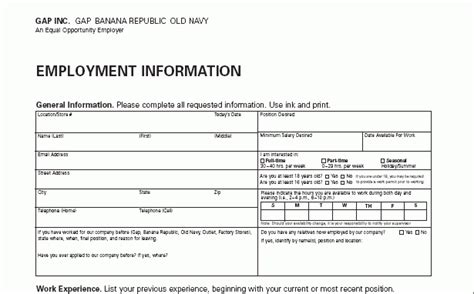 Gap Application Pdf Print Out Printable Application