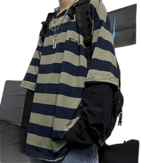 Autumn Korean Oversized Tshirt Women T Shirt Men Loose Harajuku BF Retro Striped Fake Two Piece