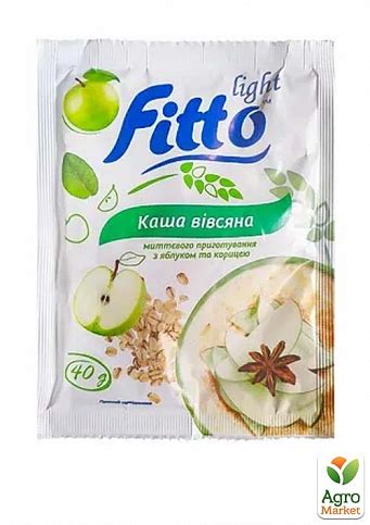 Каша вівсяна миттєвого приготування з яблуком та корицею ТМ "Fitto ...