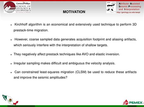 Ppt 3d Constrained Least Squares Kirchhoff Prestack Time Migration