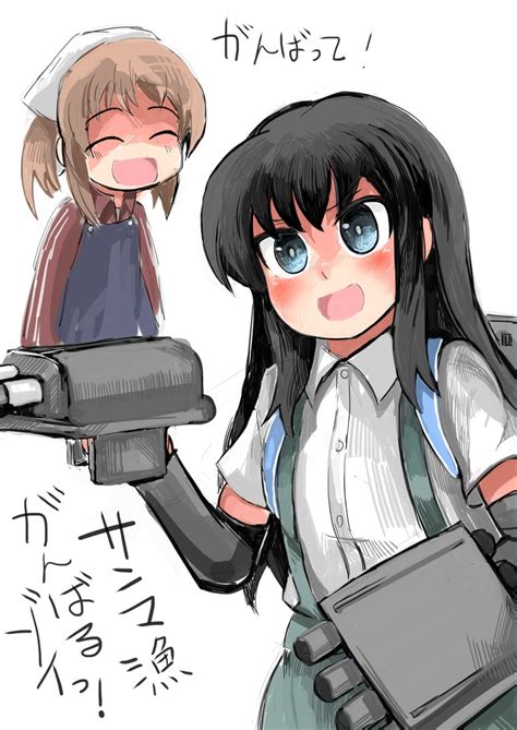 朝潮艦隊これくしょん 満潮艦隊これくしょん 「新しい武器を持って喜ぶ朝潮 多分、広報用の武装かな・・・2枚目は本来の表現 」が