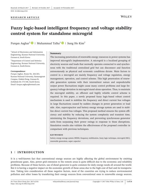 Pdf Fuzzy Logic Based Intelligent Frequency And Voltage Stability