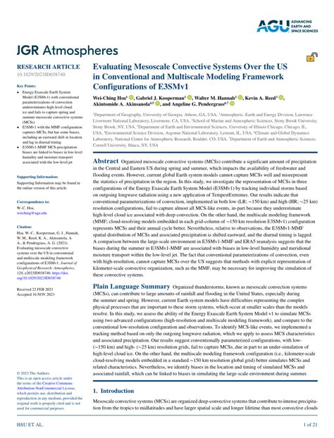 Pdf Evaluating Mesoscale Convective Systems Over The Us In
