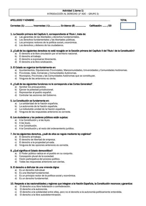 Test Tema 1 Enunciado ADE 3 Actividad 1 Tema 1 INTRODUCCIN AL