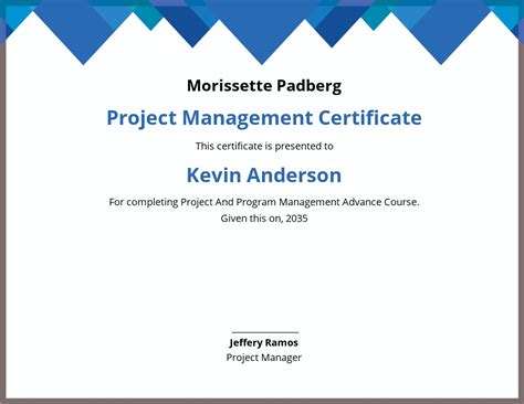 Project Management Certificate Template
