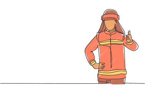 Premium Vector Single Continuous Line Drawing Firefighters In Uniform