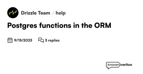 Postgres Functions In The Orm Drizzle Team