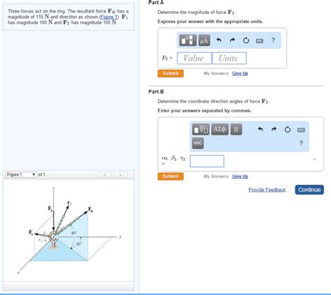 Solved Part A Three Forces Act On The Ring The Resultant