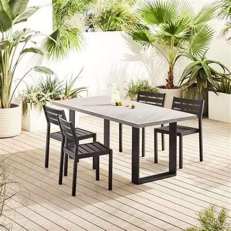 Portside Concrete Outdoor Dining Table 72 Portside Aluminum Dining