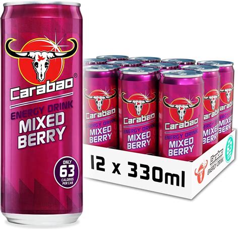 Carabao Energy Drink Mixed Berry 12 X 330ml Cans Case Low Calorie
