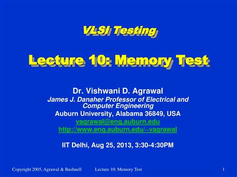 ppt vlsi testing lecture 10 memory test powerpoint presentation