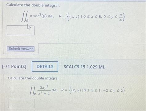 Solved Calculate The Double Integral Chegg