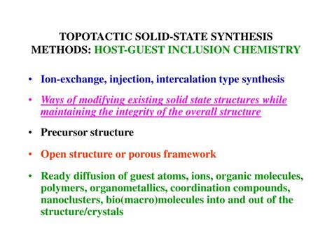 Ppt Topotactic Solid State Synthesis Methods Host Guest Inclusion Chemistry Powerpoint