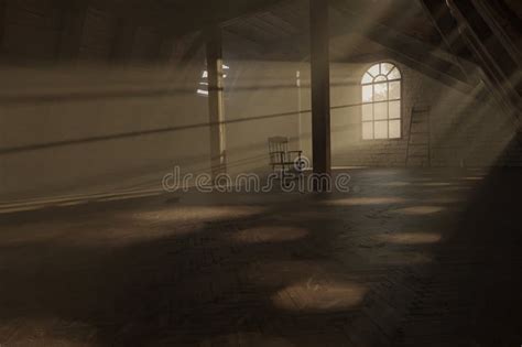 Brighten Empty Attic With Sun Rays Through The Window Stock Illustration Illustration Of
