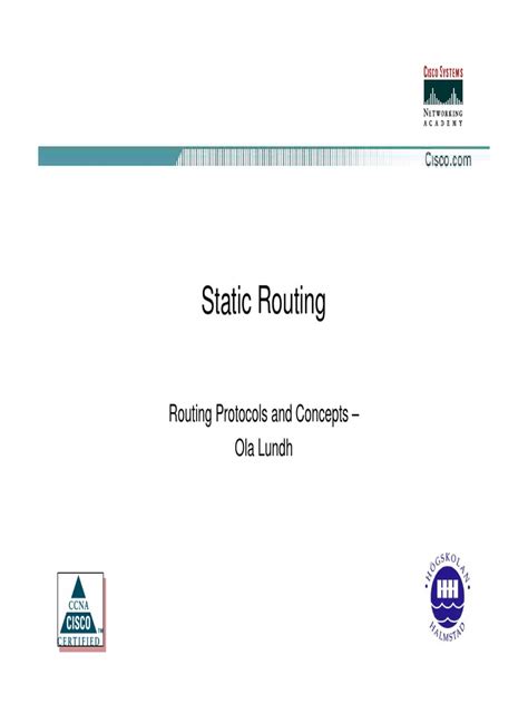 Static Routing Routing Protocols And Concepts Ola Lundh Pdf Router Computing Ip Address