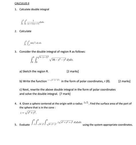 solved calculus ii 1 calculate double integral solo