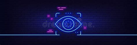 eye detect line icon retina scan sign neon light glow effect vector