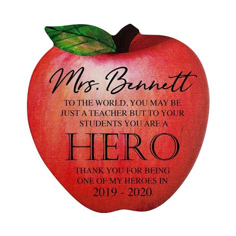 Customized Apple Shape Plaque For Teachers 6” X 575” To The World