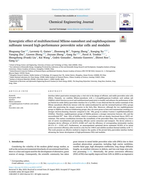 Pdf Synergistic Effect Of Multifunctional Mxene Nanosheet And Naphthoquinone Sulfonate Toward