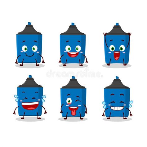 Cartoon Character Of New Blue Highlighter With Smile Expression Stock