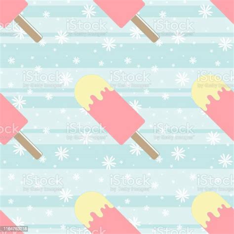 파란색 배경에 맛있는 녹는 아이스크림의 색상 원활한 패턴 간단한 플랫 벡터 그림입니다 벽지 직물 포장지 커버에 적합합니다 귀여운에 대한 스톡 벡터 아트 및 기타 이미지