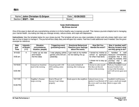 02 Task Performance 1 Ge 02 Task Performance 1 Property Of Sti Page 1 Of 3 Name John