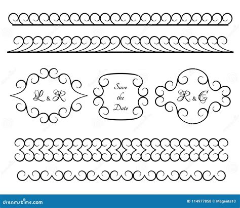 Set Of Vintage Borders And Vignettes Stock Vector Illustration Of Elements Curlicue 114977858