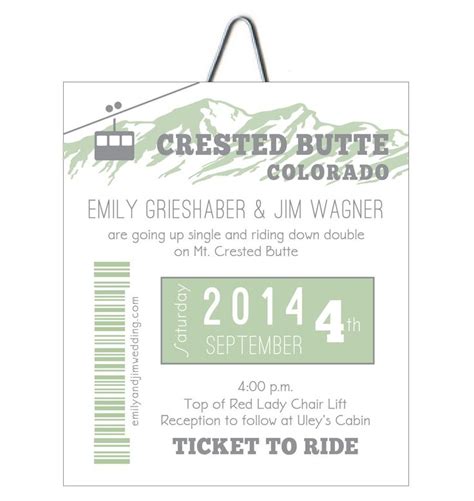 Alpine Gondola Ski Pass Colorado Wedding Invitation Reply Postcard