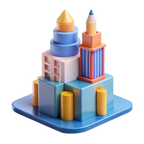 Creative 3D Building Blocks Design Colorful Cityscape 54585181 PNG