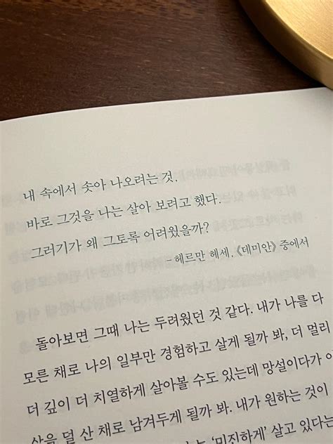 10대 때 데미안을 처음 읽었다 그 때 마음을 무자비하게 흔들었던 이 문장을 오랜만에 마주했는데 오래 전 친구를 길에서 마주친