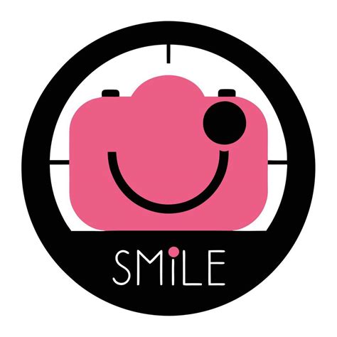 Smile Camera Icon With Round Border And Playful Smile Mouth Element