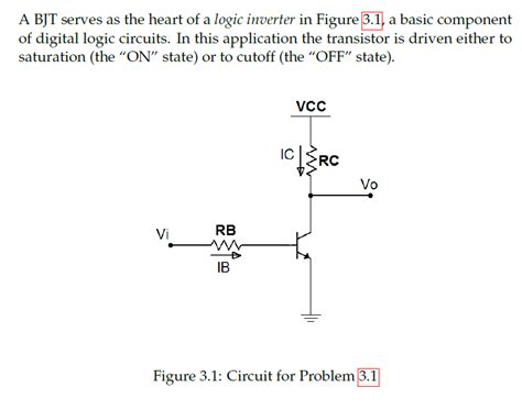 Solved A Bjt Serves As The Heart Of A Logic Inverter In