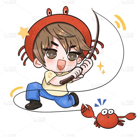 手绘 十二星座儿童插画 巨蟹座