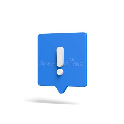 Speech Balloon With Exclamation Mark Blue Color Bubble Message Stock