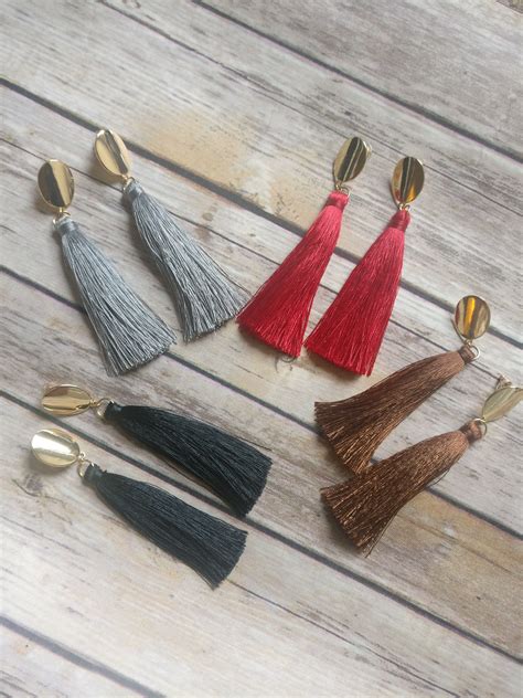Tassel Earrings Multi Color Tassel Earrings Silk Tassel Etsy
