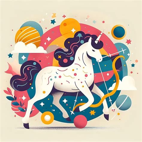 Zodiacal Constellation Sagittarius Flat Illustration Premium Ai