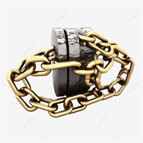 Two Chains Linked By A Padlock Isolated Chains Padlock Linked Png